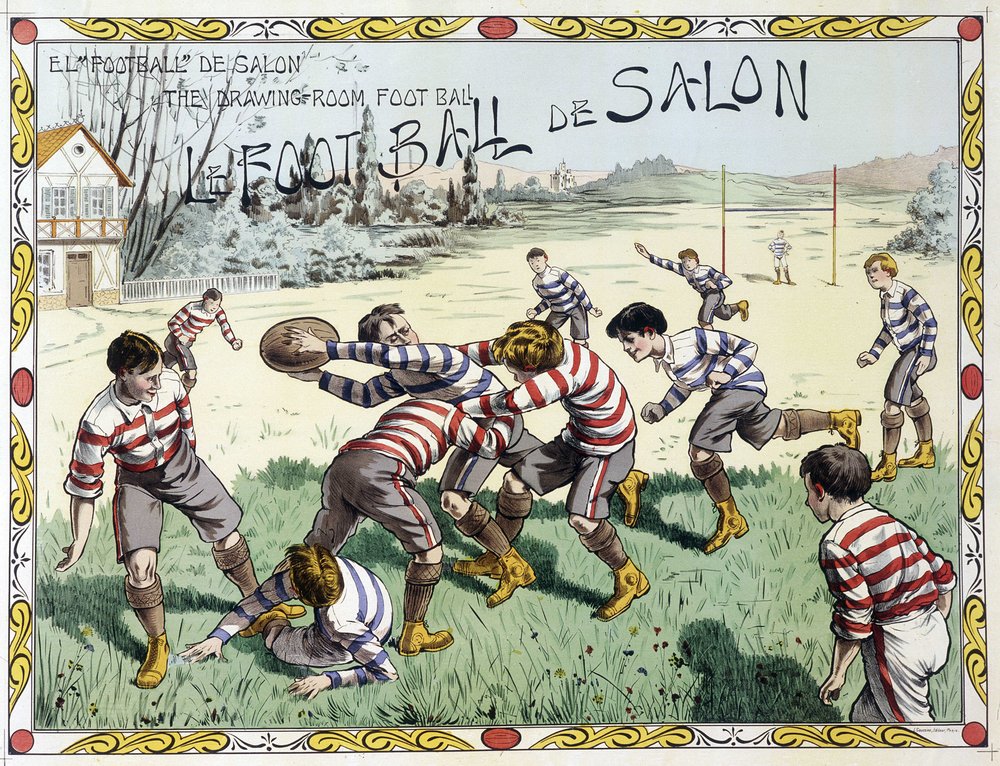 Children Playing Rugby by Unknown artist: Fine art print