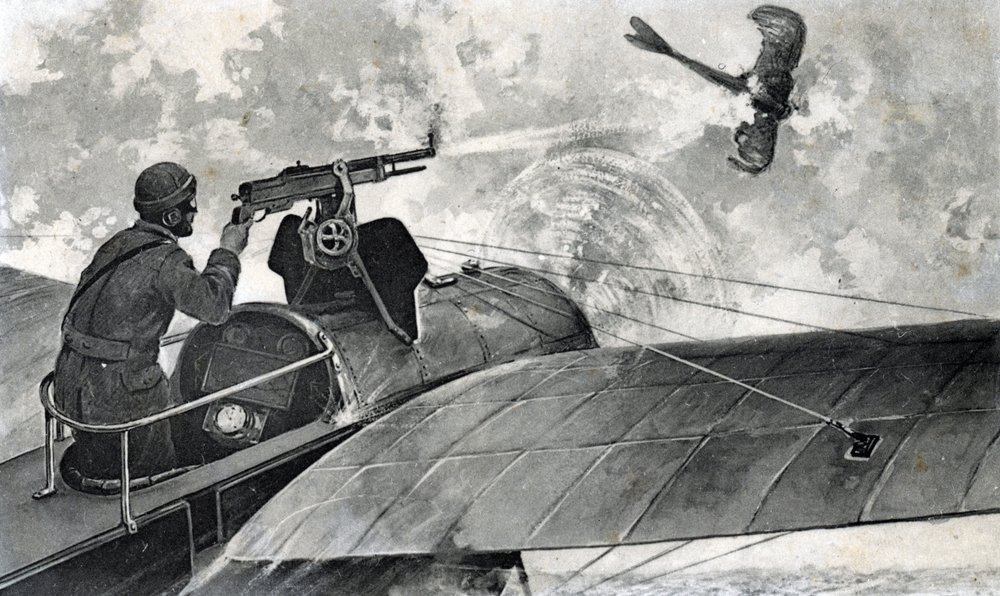 WWI: The French Aviator Jules Vedrines on His Bleriot Aeroplane Sends ...