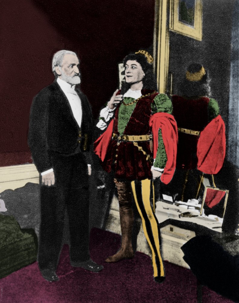 Giuseppe Verdi and Victor Maurel (in Iago) in February 1887 at the ...