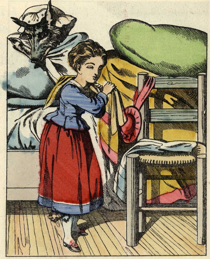 Little Red Riding Hood at Her Grandmother's House. Illustration of ...