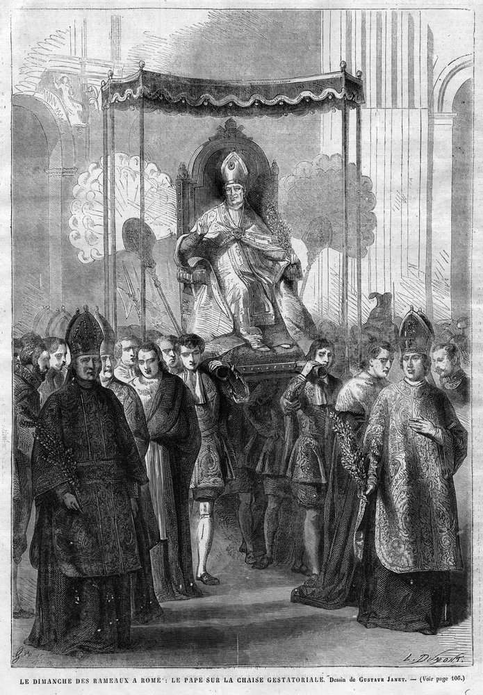 Pope Pius IX on the Sedia Gestatoria - Palm Sunday in Rome: Pope Pius ...