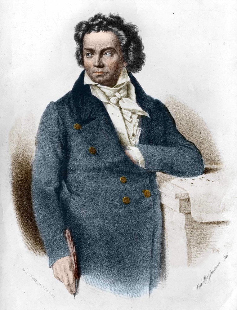 Portrait of Ludwig van Beethoven (1770 - 1827) (engraving of the 19th ...