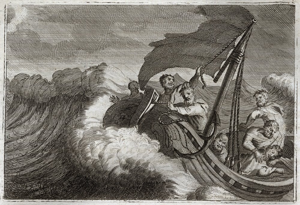 Royaumont Bible, New Testament: Tempest Calmed. The Apostles Awaken ...