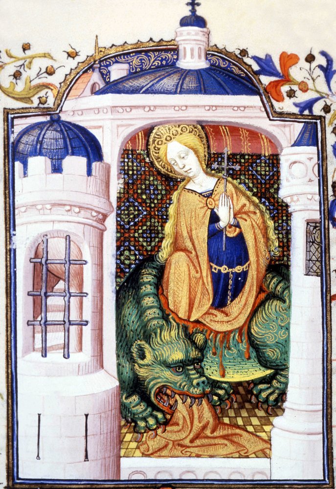 Saint Martha and the Monster Tarasque. 15th Century Manuscript