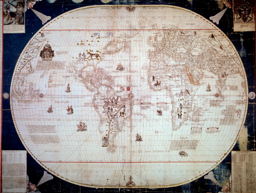 World map of the navigator Sebastiano Caboto (Sebastien Cabot) 1544