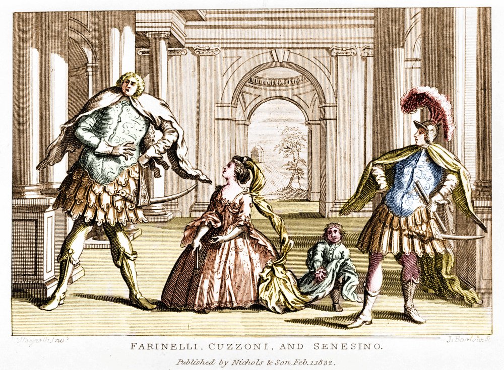 Farinelli with the soprano Cuzzoni and the castrate Francesco Bernardo ...