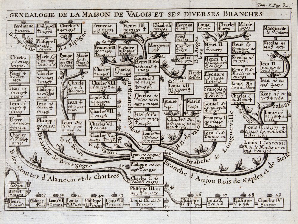 Genealogical tree of the House of Valois and its various branches - in ...