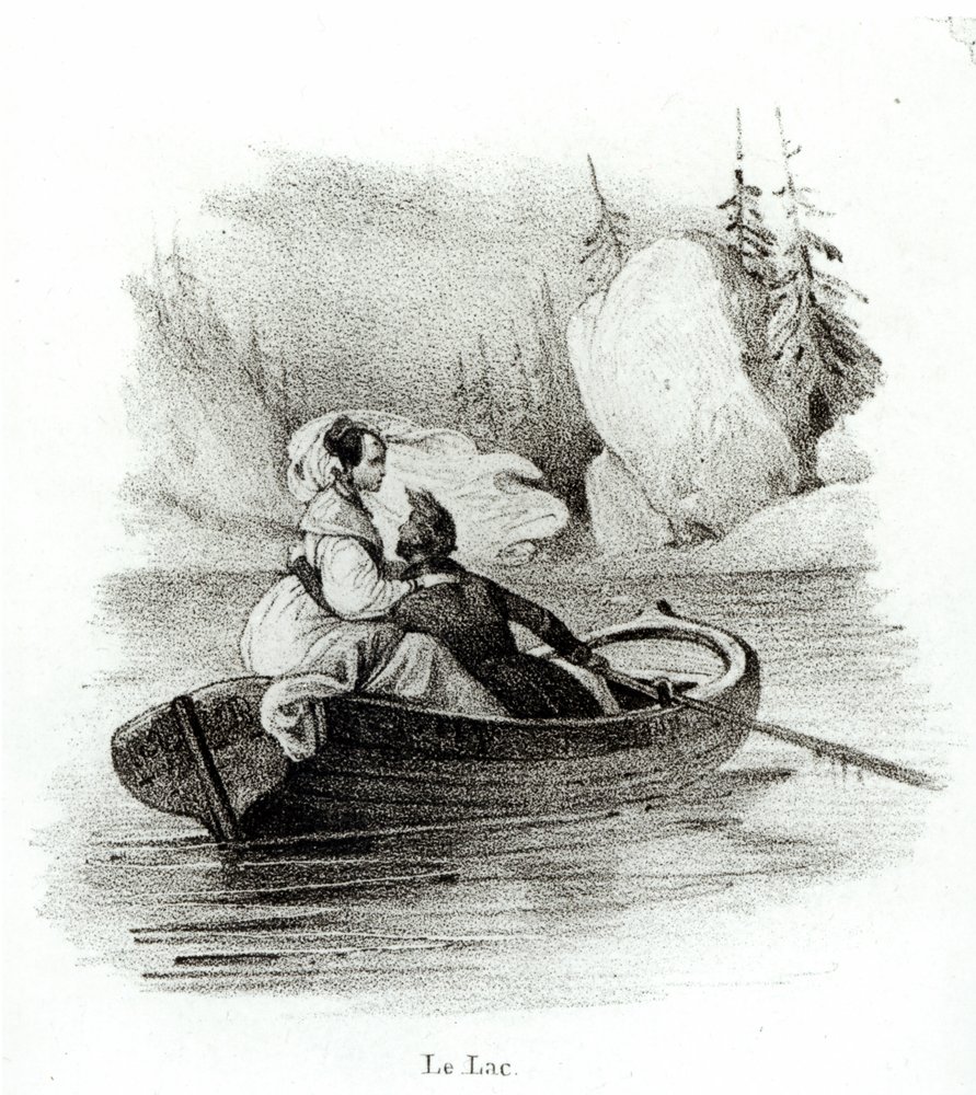 Alphonse de Lamartine and Elvire on the Lake at Bourget, engraved by ...