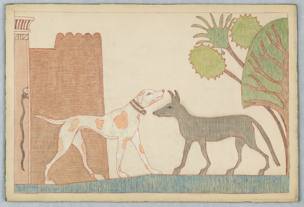The Dog and the Wolf, Illustration for Aesop's Fables
