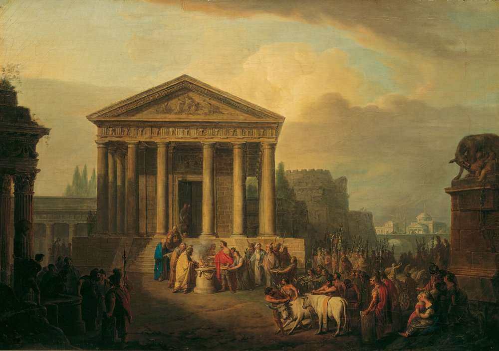 Sacrificial Ceremony in Front of a Roman Temple