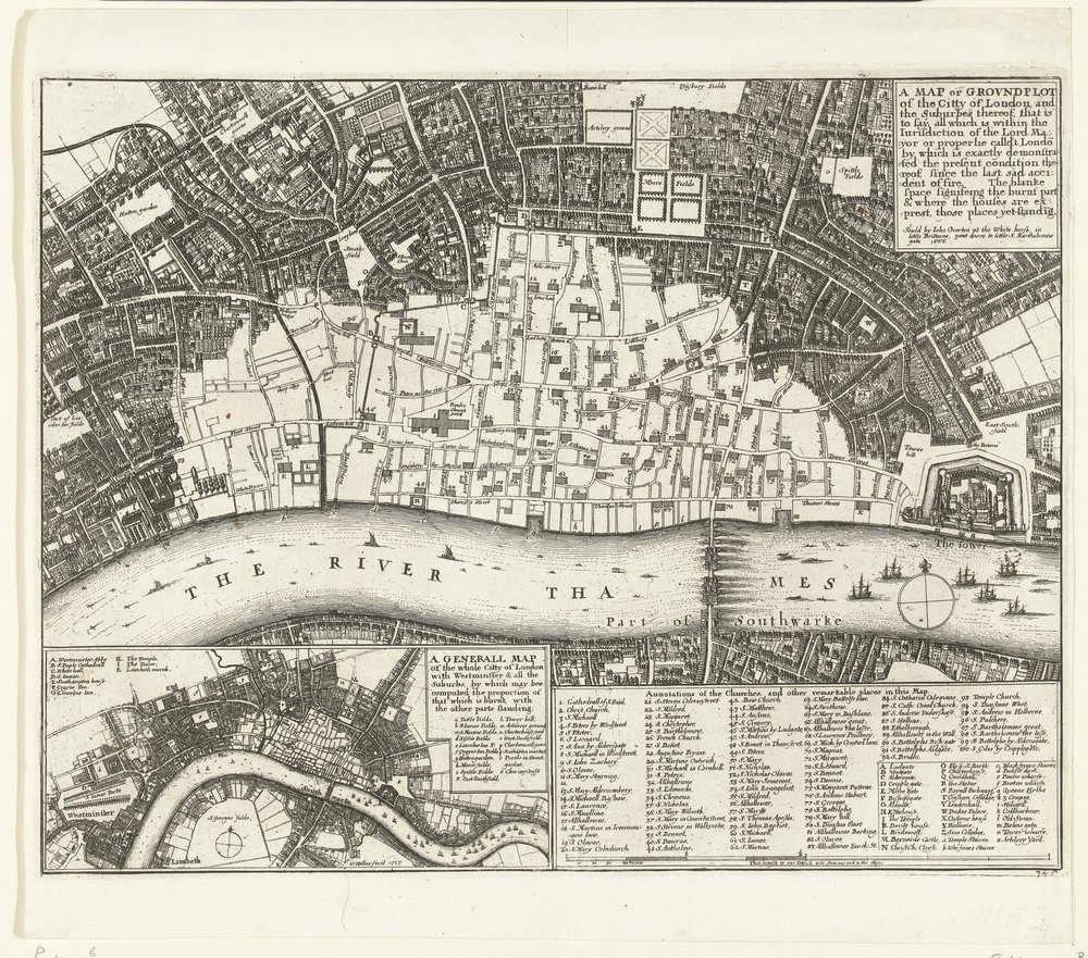 Map of London After the Great Fire of 1666