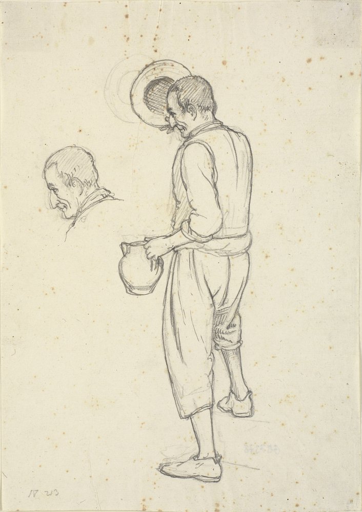 Old Fisherman Taking Off His Hat and Study of His Head