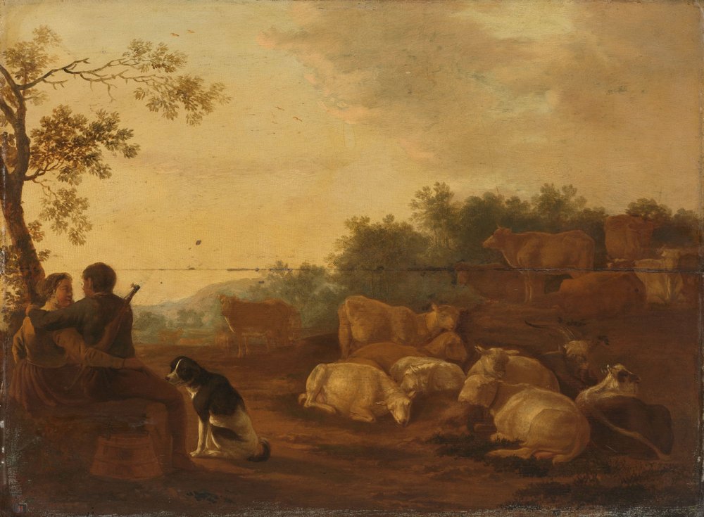 Landscape with Shepherd, Shepherdess and Cattle