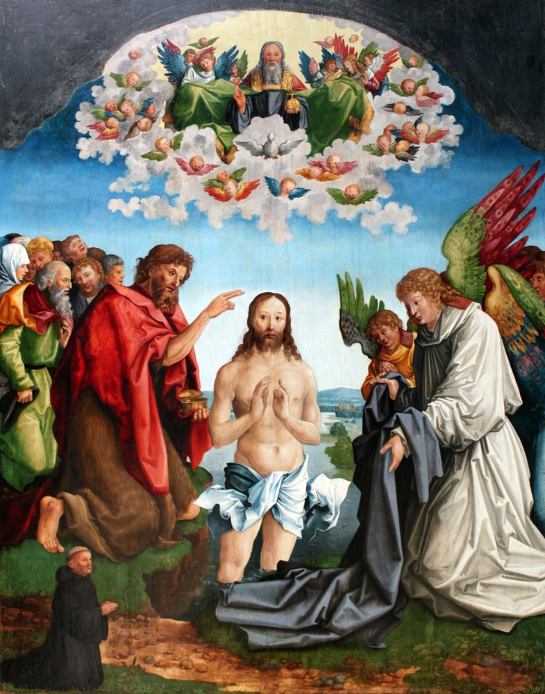 The Baptism of Christ with Donor Portrait of a Kneeling Cistercian Monk