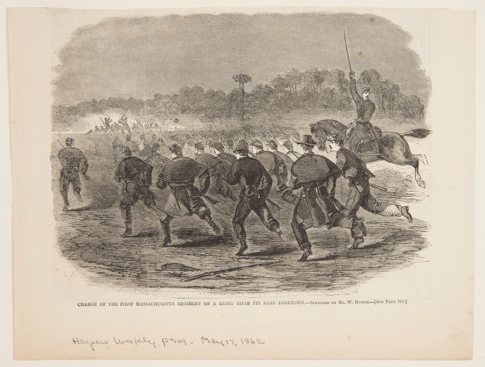 Charge of the First Massachusetts Regiment on a Rebel Rifle Pit Near ...