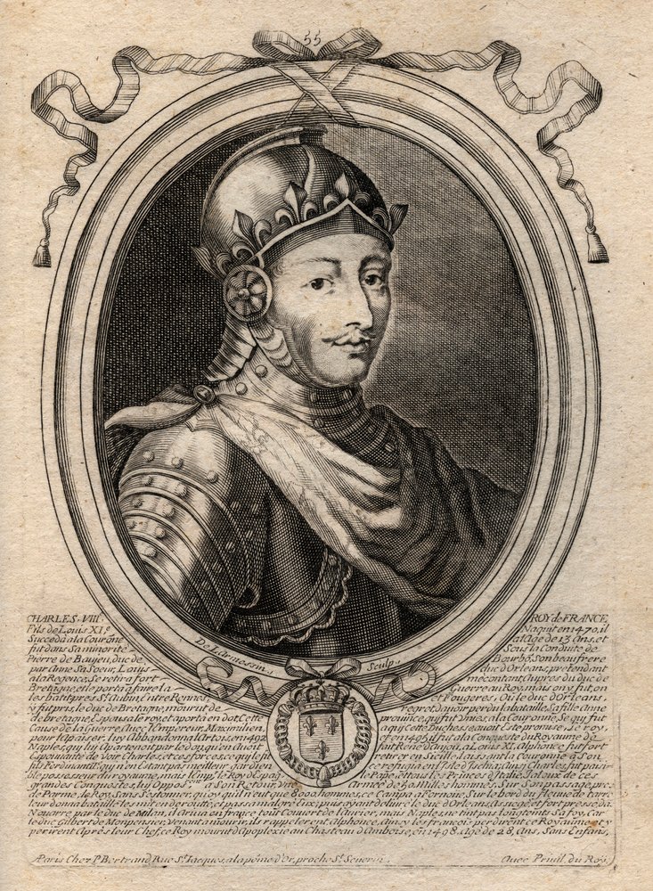 Portrait of Charles VIII (1470-1498) King of France - Engraving from ...