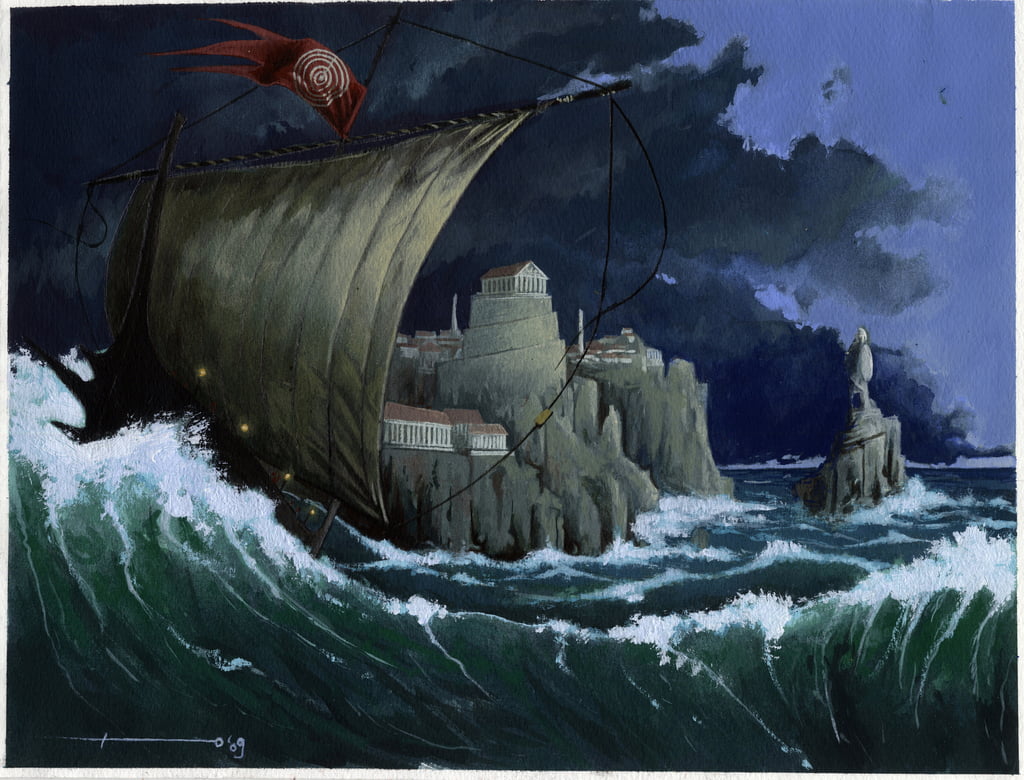 Illustration of the myth of the island disappeared under the Atlantis ...