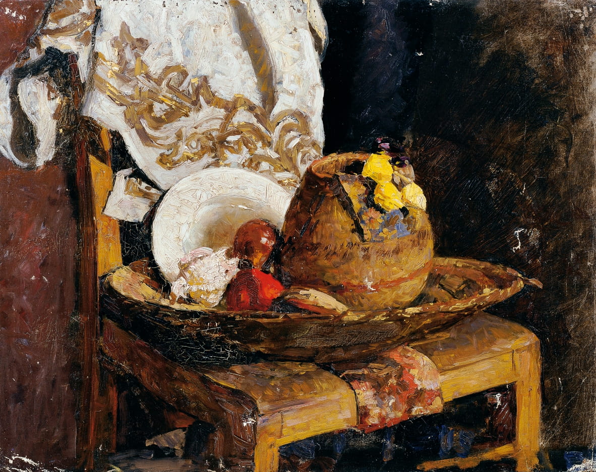 Still life with jug and fruits by Alexander Rothaug