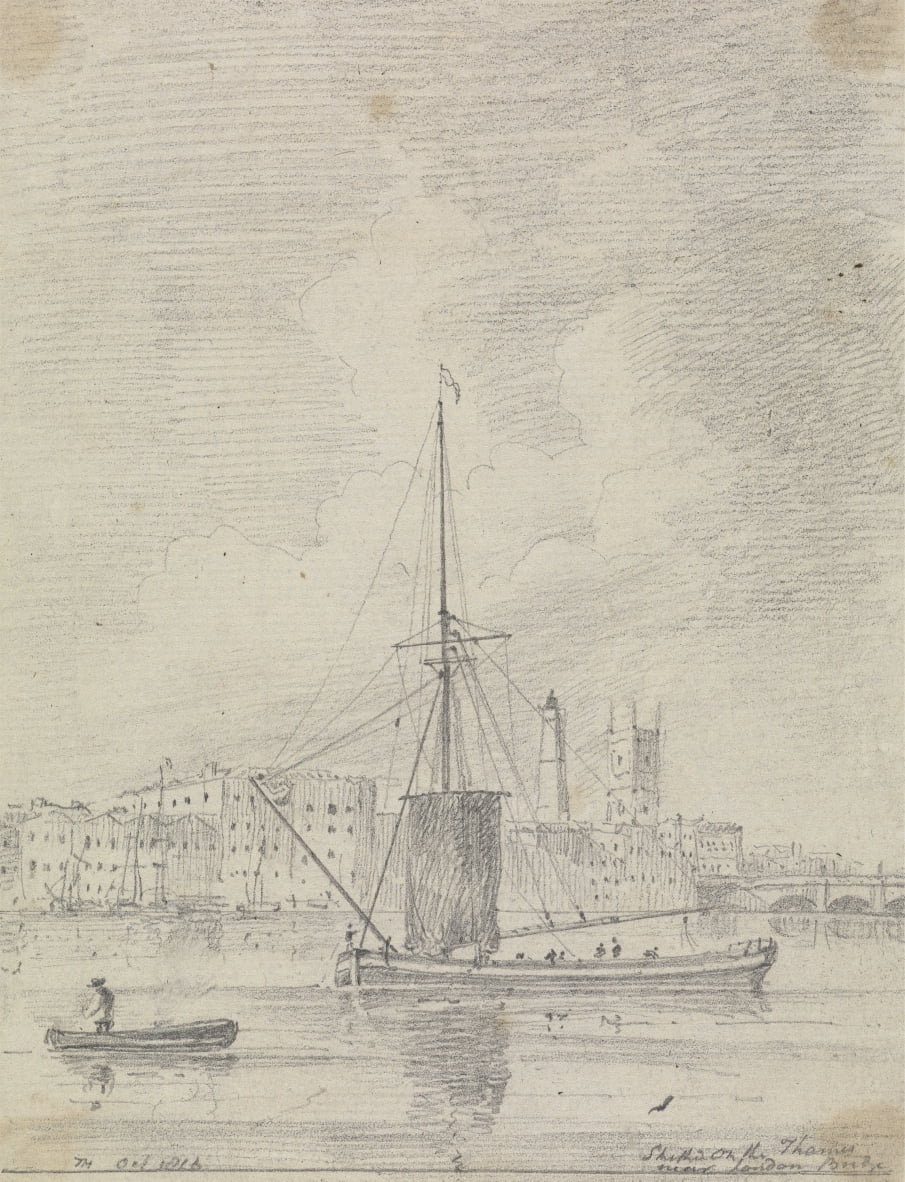 Ships on the Thames near London Bridge, October 1816