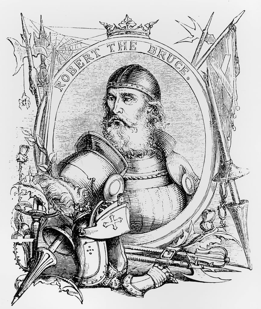 Portrait of Robert the Bruce (1274-1329) (engraving) (bw photo)
