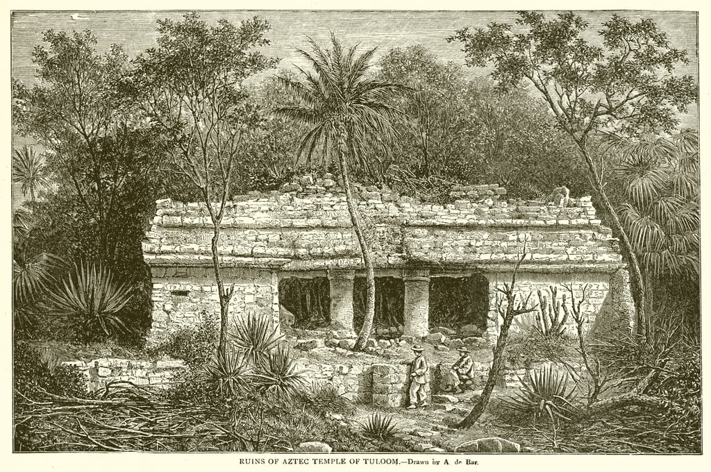 Aztec Temple Drawing