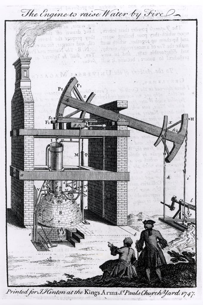 The Engine to Raise Water by Fire, a diagram of Newcomens steam engine ...