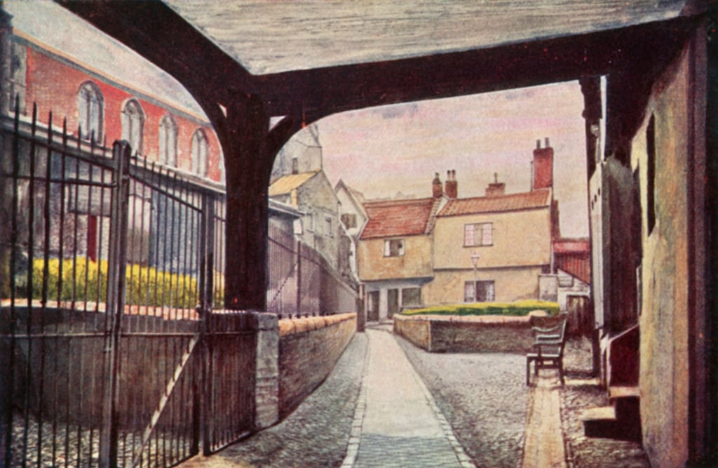 Tombland Alley (colour litho) by George Parsons Norman