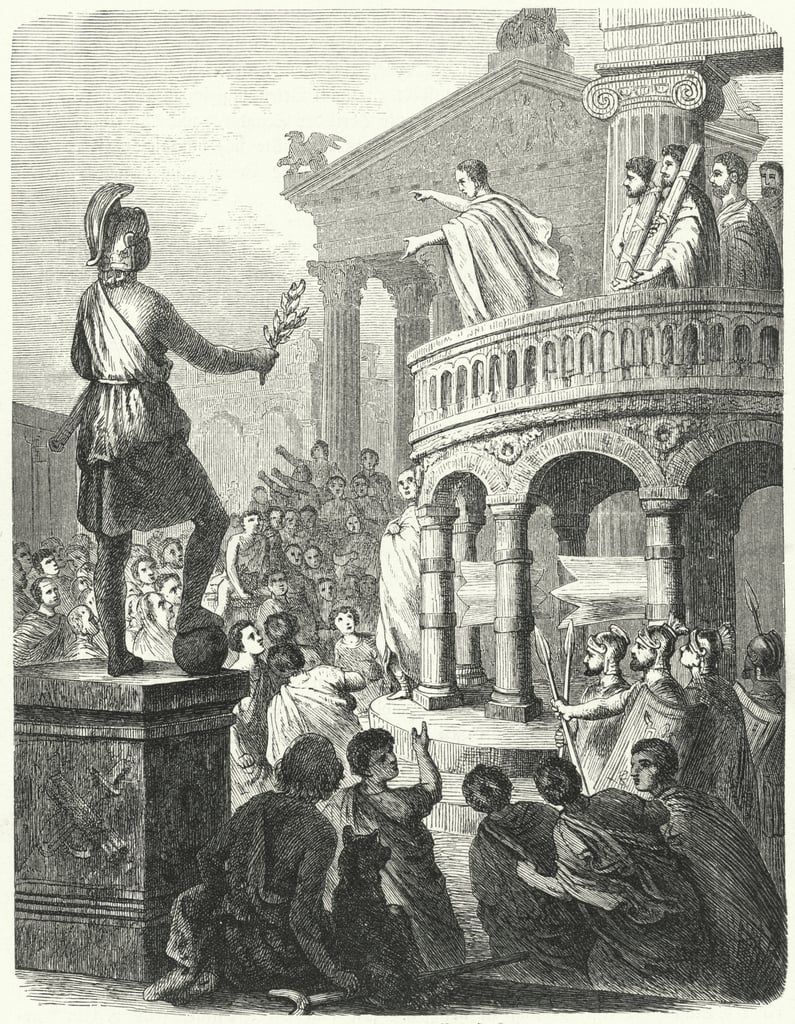 Cicero addressing the people of Rome from the Rostra