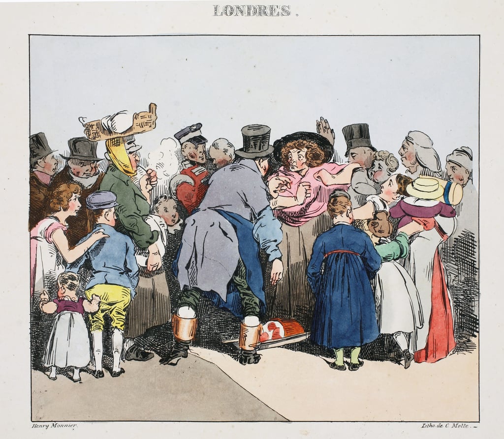 Illustration from Londres by Henri Monnier, pub. Paris, c.1828 (hand ...