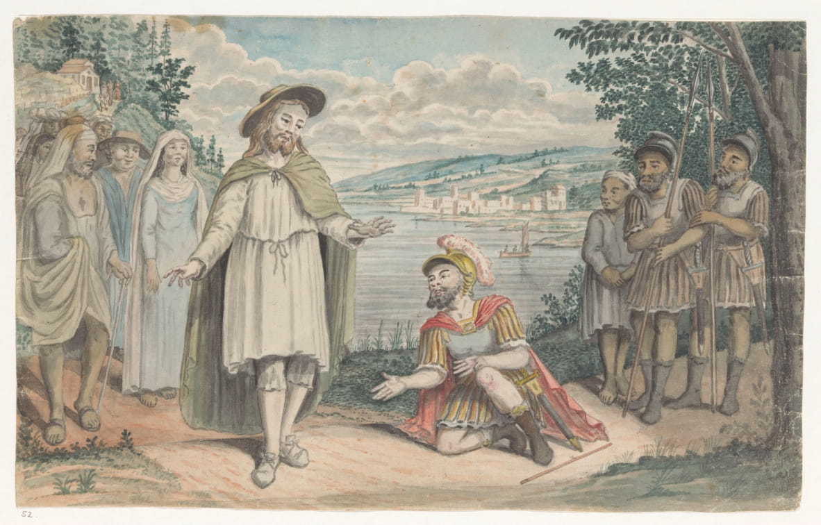 Centurion of Capernaum kneels before Christ by Jan Brandes