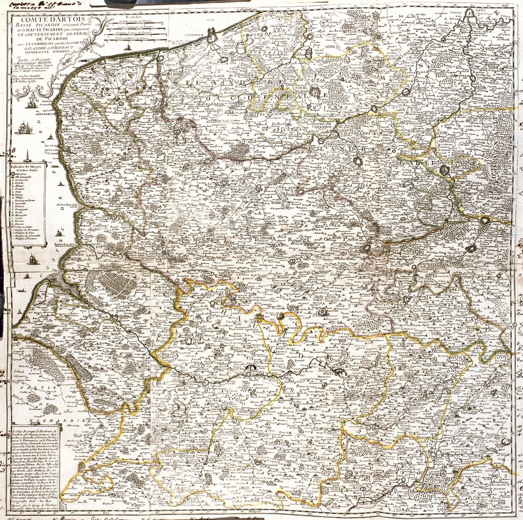 Map of Artois (France) and Flanders (Belgium, Netherlands) (Engraving