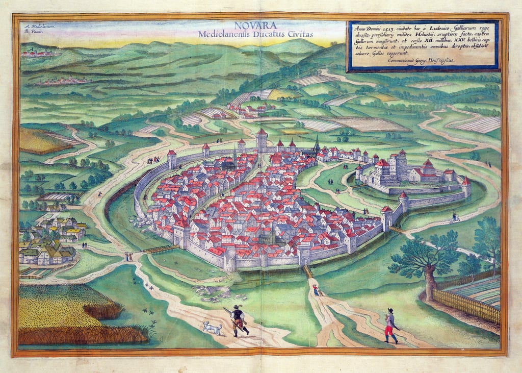 Map of Novara, from Civitates Orbis Terrarum by Georg Braun (1541-1622 ...