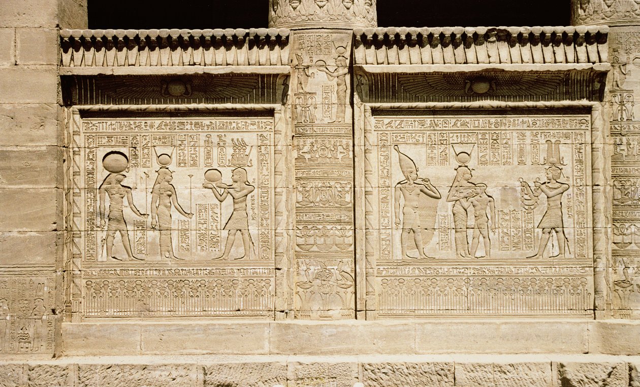 Two Reliefs Depicting a Pharaoh Making an Offering to Hathor and Horus ...