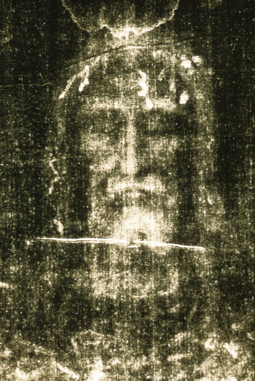 Saint Veronica's veil, also called the Shroud of Turin, portraying the ...