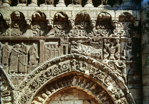 Detail (depicting the Visitation, the Nativity and the Bath of Jesus)