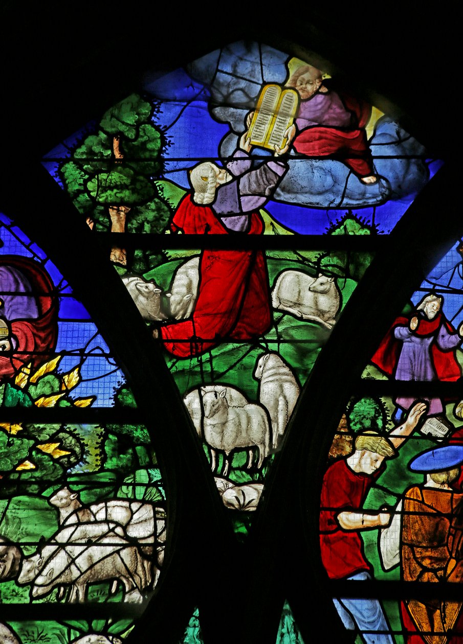 Window depicting the Israelites collecting manna in the desert