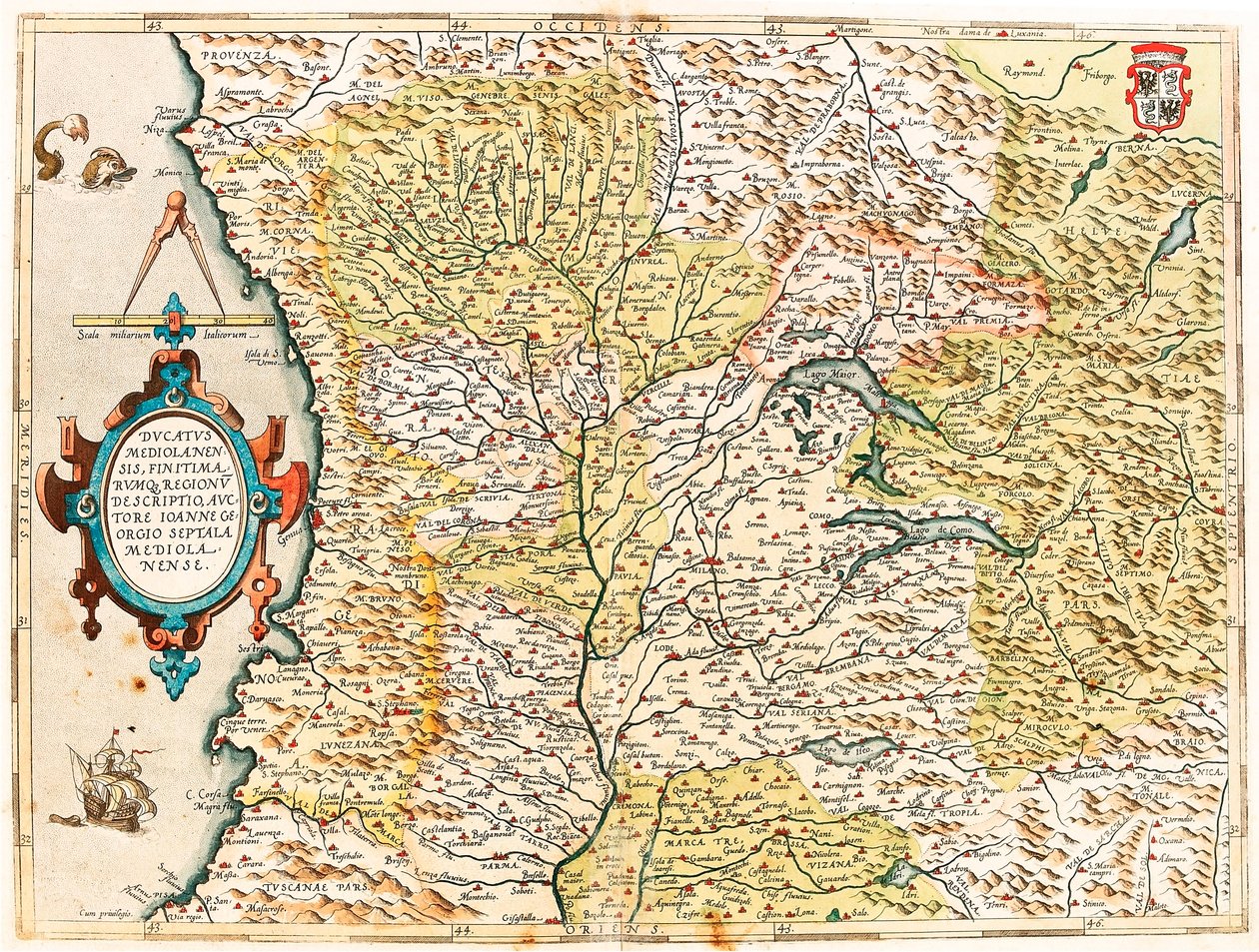 Geography map of the Duke of Milan from 'Theatrum Orbis Terrarum' by ...