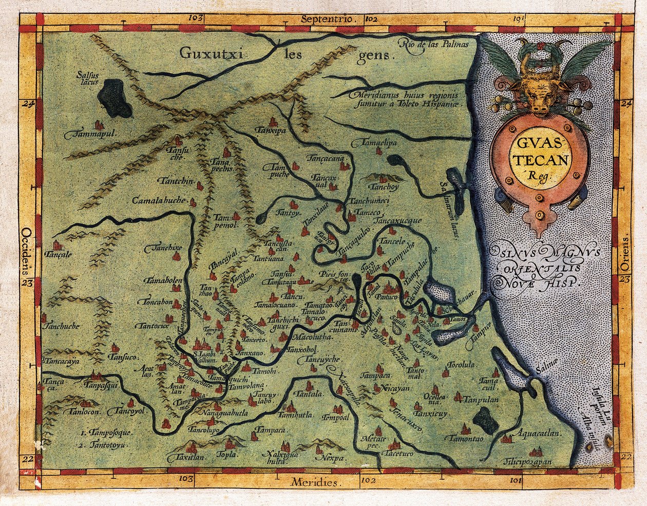 Map of the Gulf of Mexico from Hernando de Soto's expedition in 1570