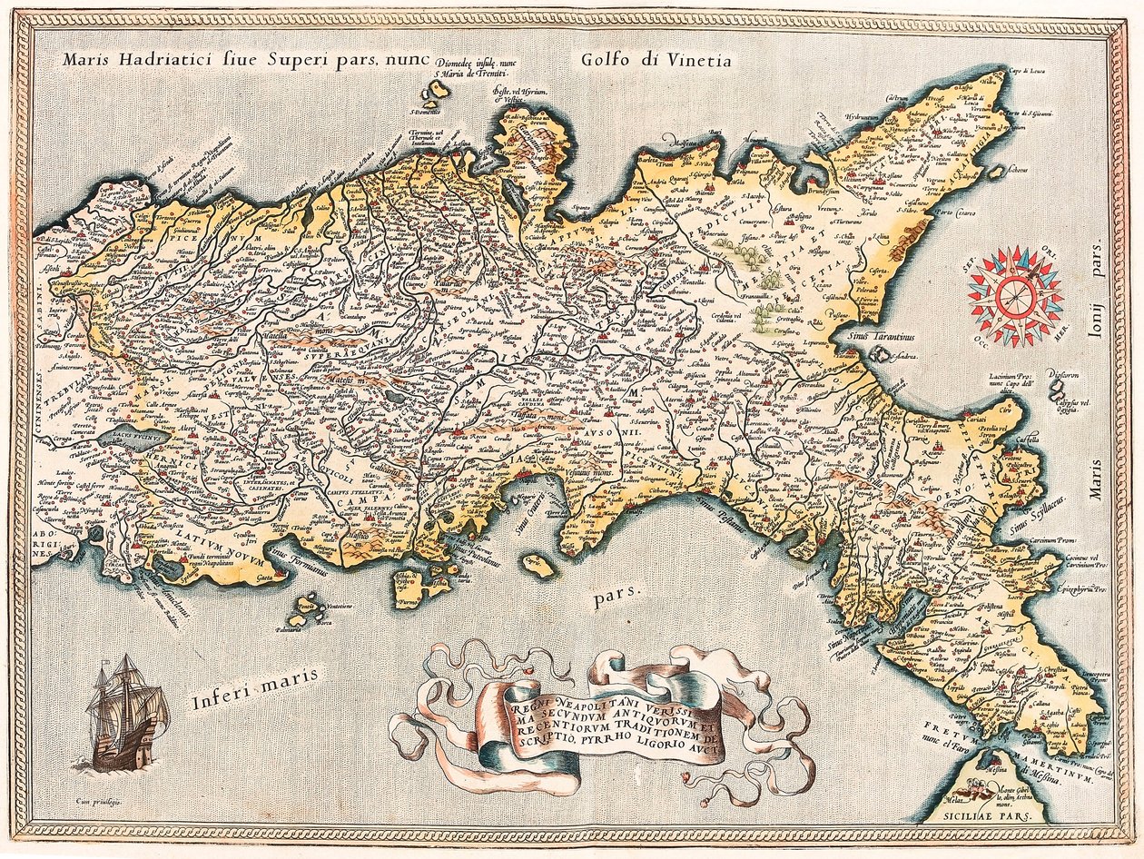 Geography map of the territory of the Kingdom of Naples in Italy from ...