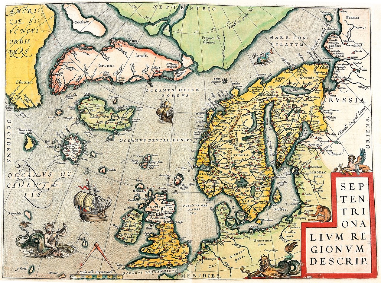 Geography map of Scandinavia and Northern Europe from 'Theatrum Orbis ...