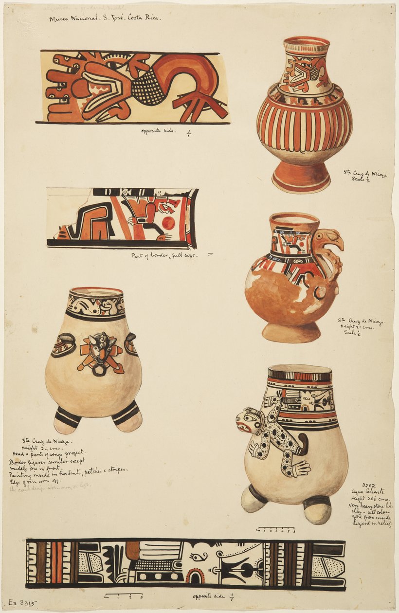Pottery and designs from Aqua Caliente and Santa Cruz de Nicoya, Costa Rica