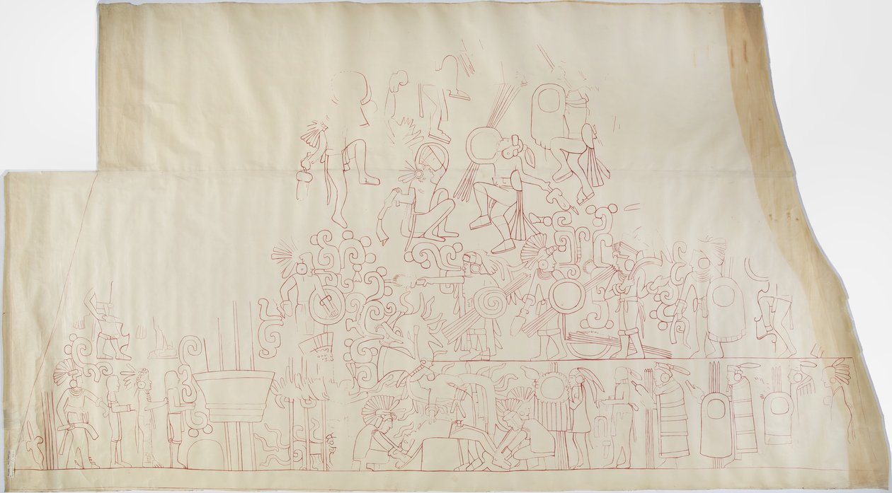 Tracing of a wall painting from the south vault ceiling, Upper Temple ...