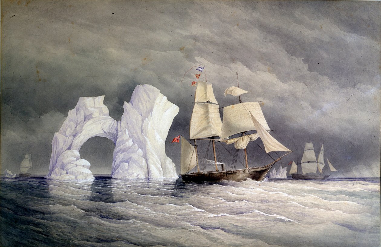 British Ships Phoenix, Talbot, and Diligence Crossing an Iceberg