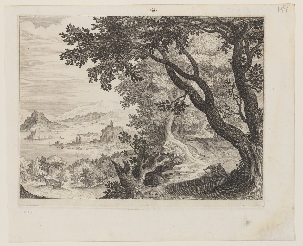 Riverscape with Two People Sitting under a Tree