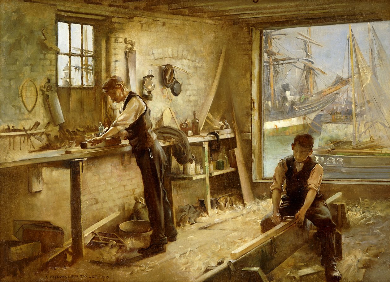 The Shipwright's Workshop by Albert Chevallier Tayler