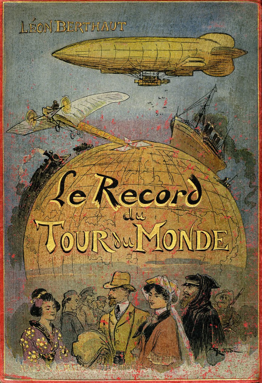 Cover illustrated by Albert Robida of Leon Berthault's book “Le record ...