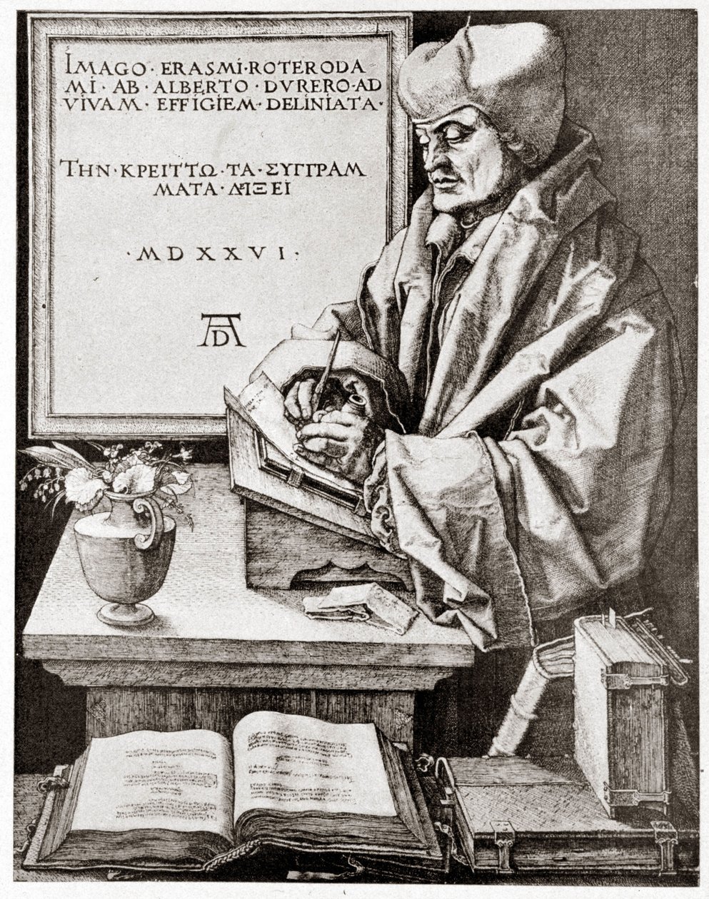 Erasmus to His Writing (Engraving by Albrecht Durer Reproduced at the ...