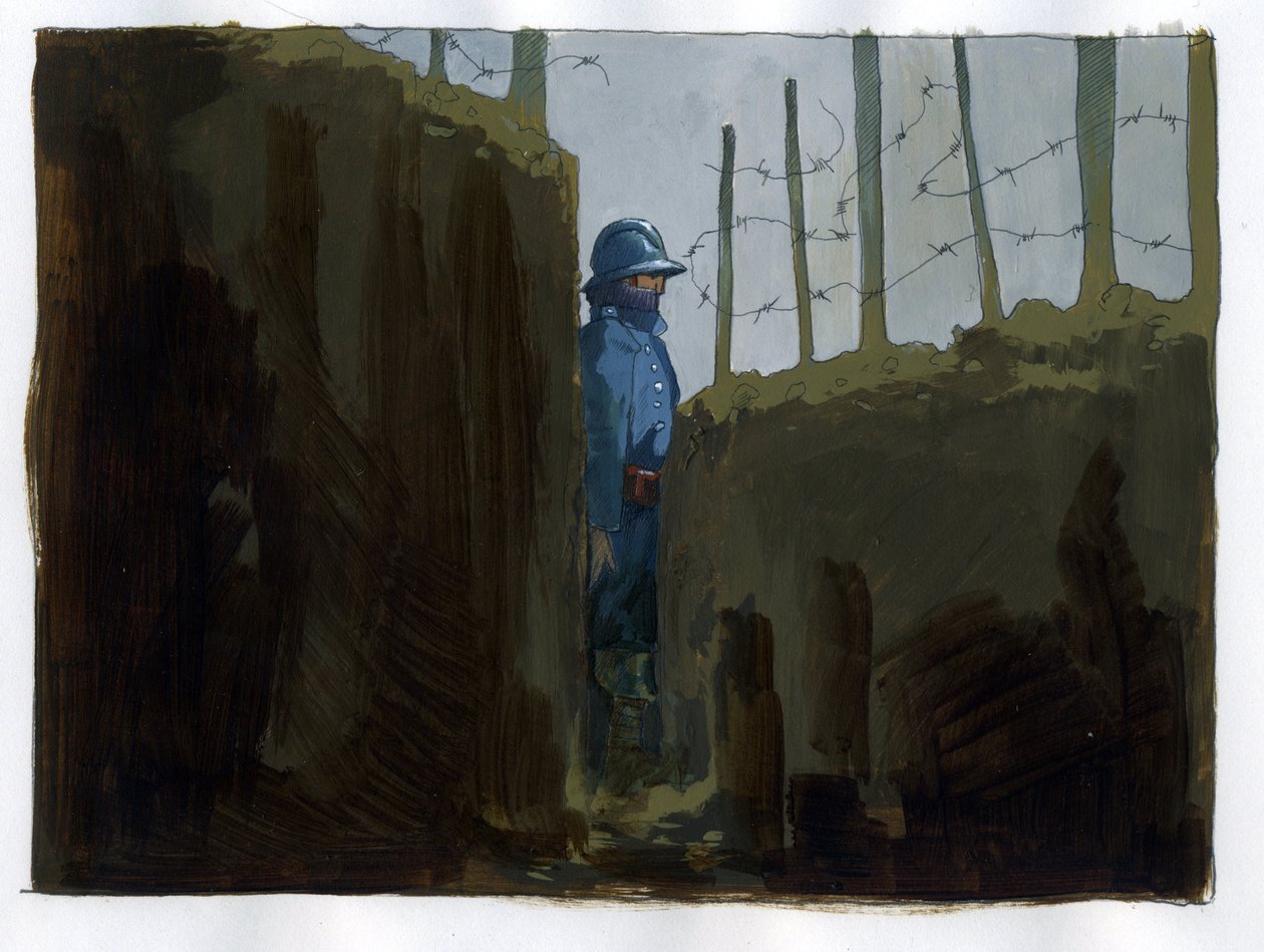 First World War: a French army guard in a trench
