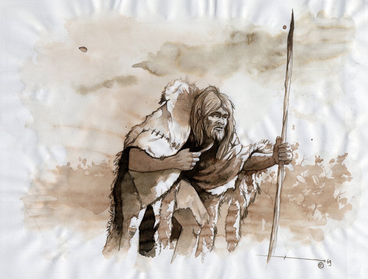 Neanderthal Man in the Middle Paleolithic (Illustration)