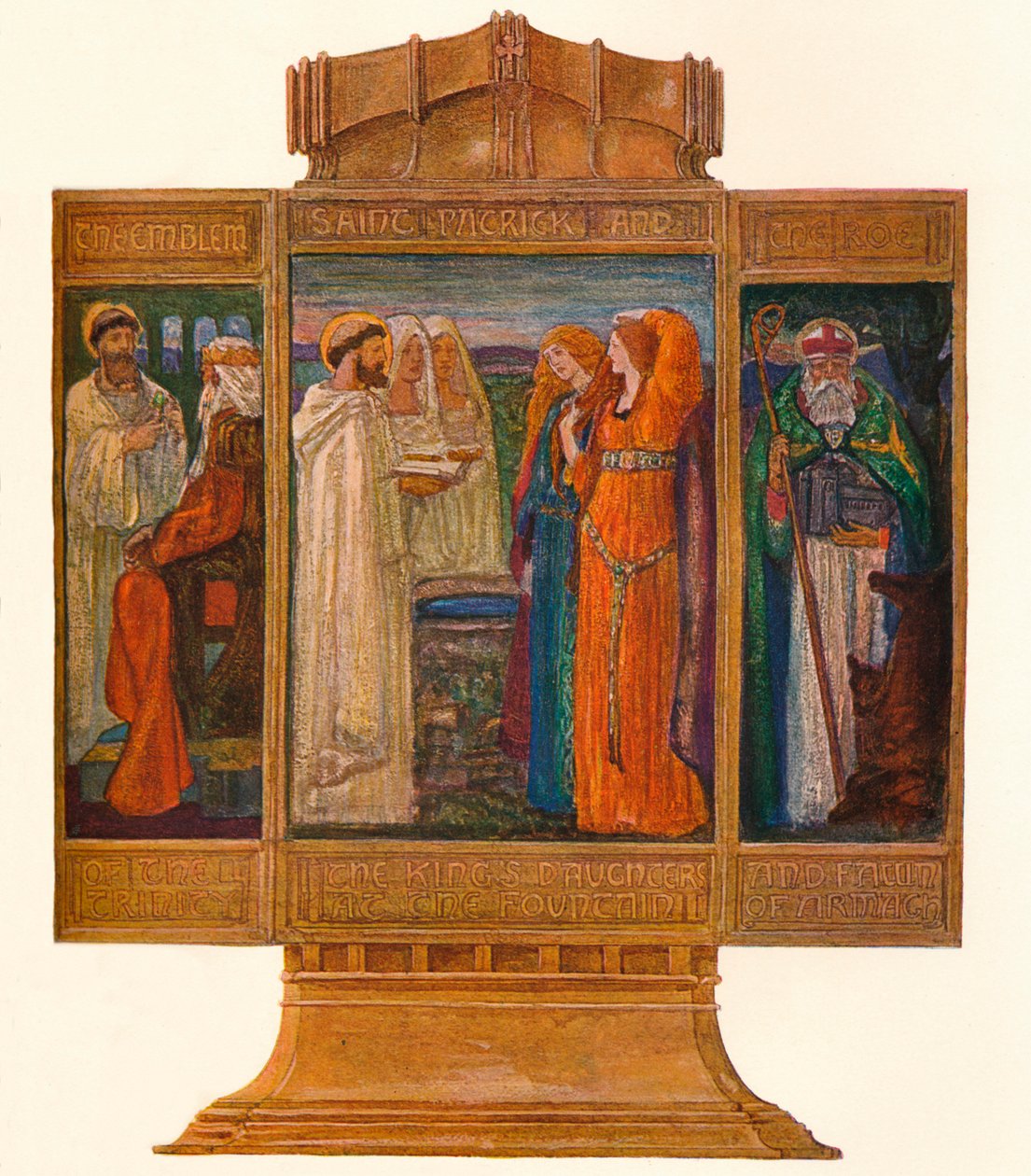 Triptych in Painted Enamels: Scenes from the Life of St. Patrick